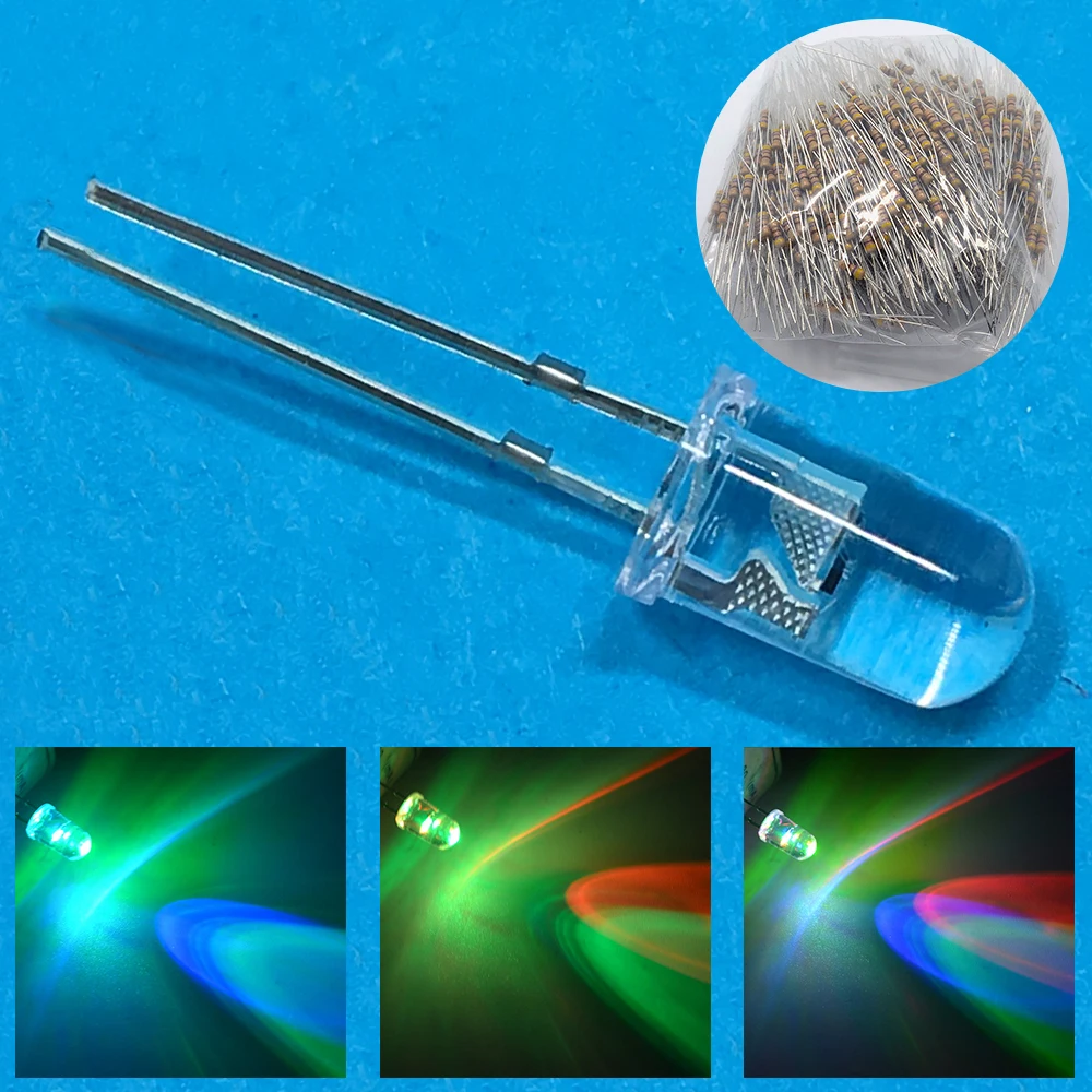 LEDダイオードストリップライト,12V,5mm,高速rgb,赤,緑,青,マルチカラー,発光ダイオード,500個|resistor 470 ...