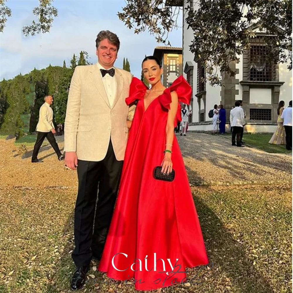 Cathy-Red-V-neck-Vestidos-De-Noche-Grace-Satin-Straight-Prom-Dress-2023 ...
