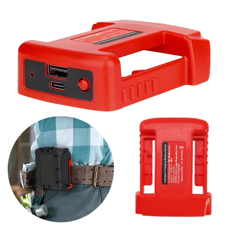 Battery-Holder-Belt-Buckle-with-USB-with-Type-C-Output-for-Milwaukee ...