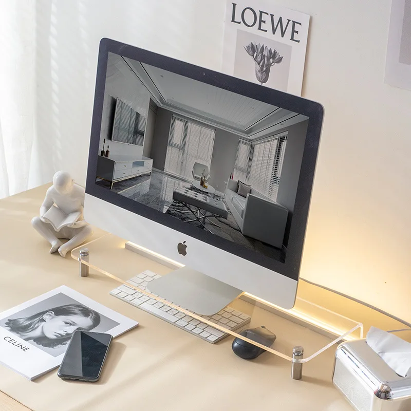Acrylic-Desktop-Computer-Monitor-Stand-Office-Desktop-Storage-Notebook ...