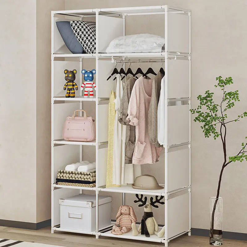 Indoor Simple Floor Hanging Cloth Wardrobe Multi layer Storage Coat ...