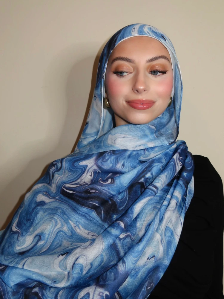 Ocean Abyss Printed Hijab Breathable Light Weight Soft Cotton Rayon ...