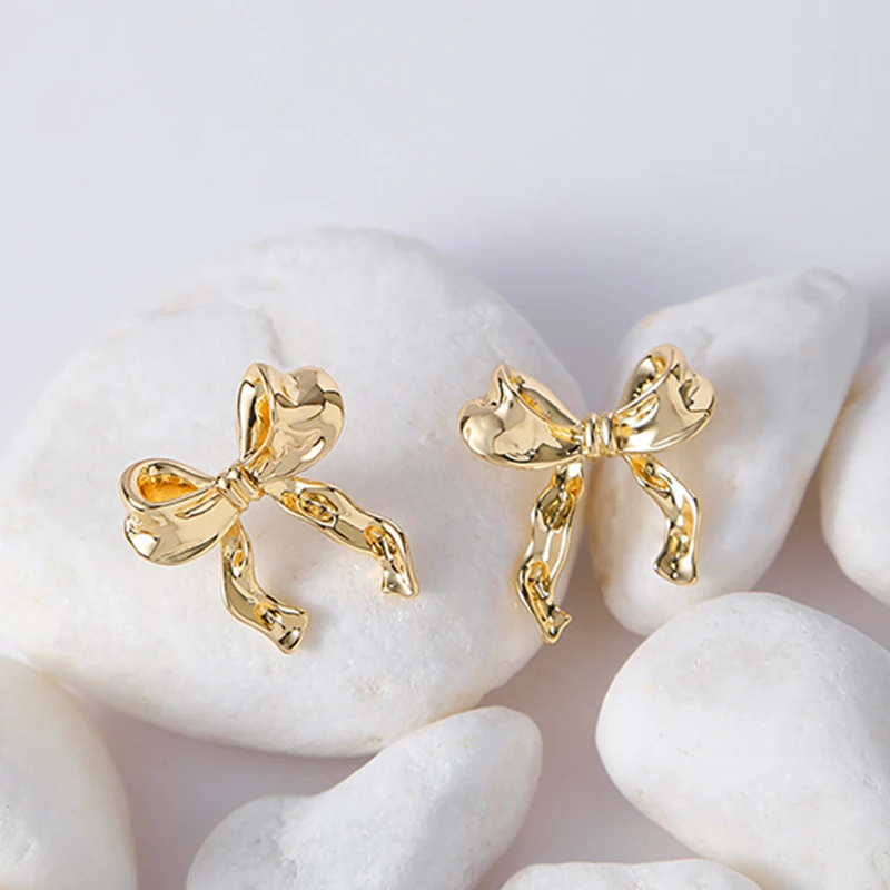 Gold-Silver-Bow-Earrings-Ribbon-Stud-Christmas-New-Year-2024-Gifts-Women-Sterling-925-Fine ...