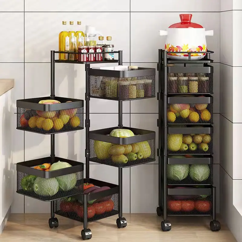 Rotating-Kitchen-Shelving-Floor-to-ceiling-Multilayer-Vegetable-Basket ...