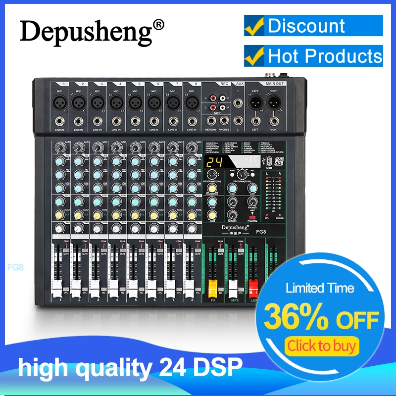 Audio Mixer Professional Phantom Power | 8 Channel Mixing Console ...