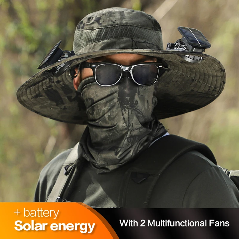 Portable-Solar-Panel-Fan-Charging-Cap-With-Two-Fans-Suitable-For ...