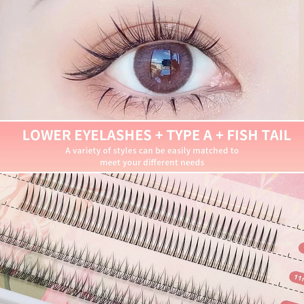 A-Shape-Fish-Tail-False-Eyelashes-Individual-Lashes-Mix-Bottom-Lashes ...