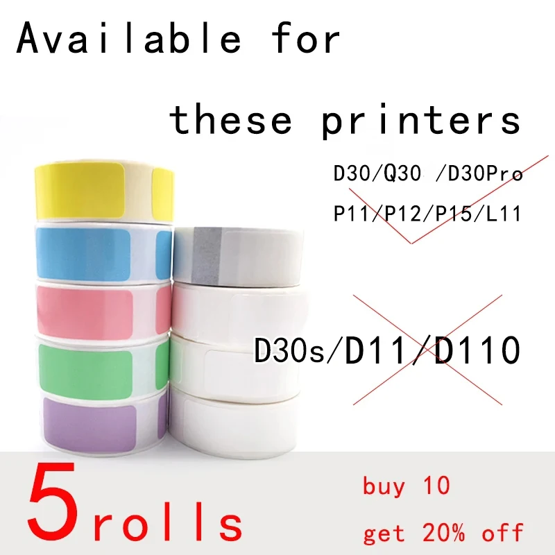 5PK-D30-Label-Tape-P11-Adhesive-Lable-Paper-Suit-for-Pristar-P15-P12 ...