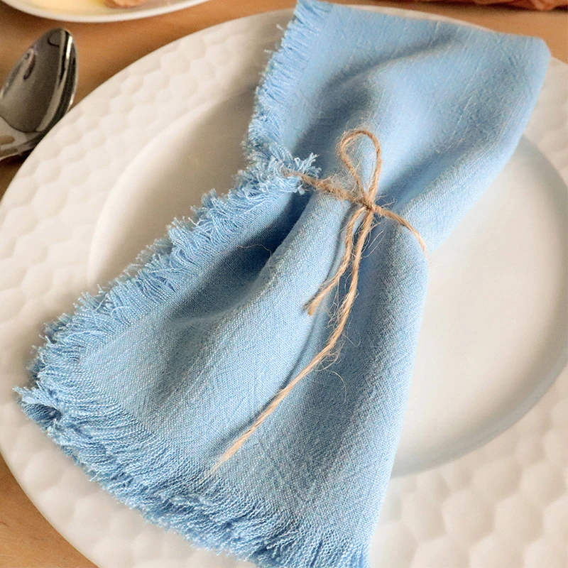 2022-Tassel-Plain-Cloth-Napkin-Cotton-Linen-Material-Home-Kitchen ...