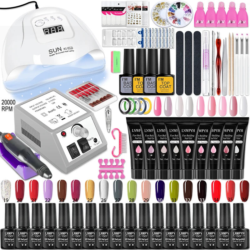 Manicure-set-acryl-nail-kit-met-nagel-lamp-droger-nagel-boor-machine ...