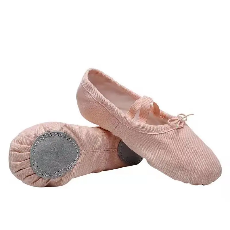 Girls Ballet Shoes Canvas Flat Ballet Dancing Slippers Dance Shoes For ...