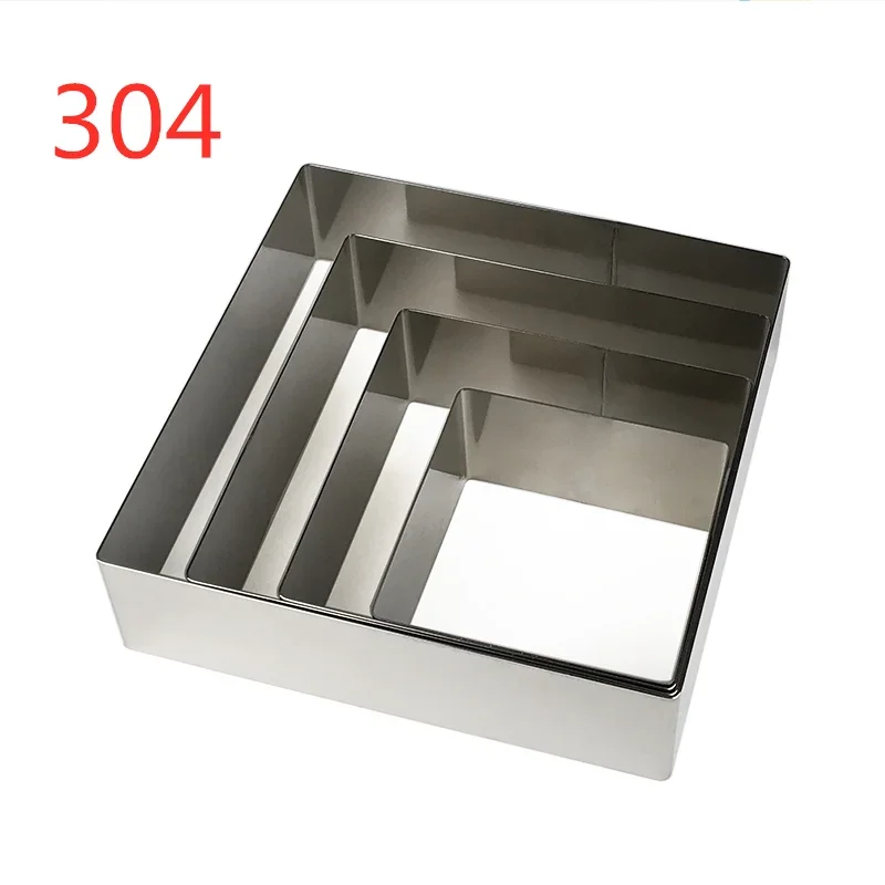 304 square Shaped Mousse Cake Mold Stainless Steel Mousse Cake Ring ...