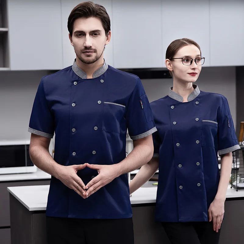 Chef-Jacke-apron-Kitchen-Chef-Coat-Short-Restaurant-Uniform-Shirt ...