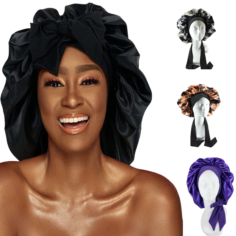 Women-Big-Size-Satin-Cap-for-Sleeping-Hat-Night-Sleep-Cap-Hair-Care ...