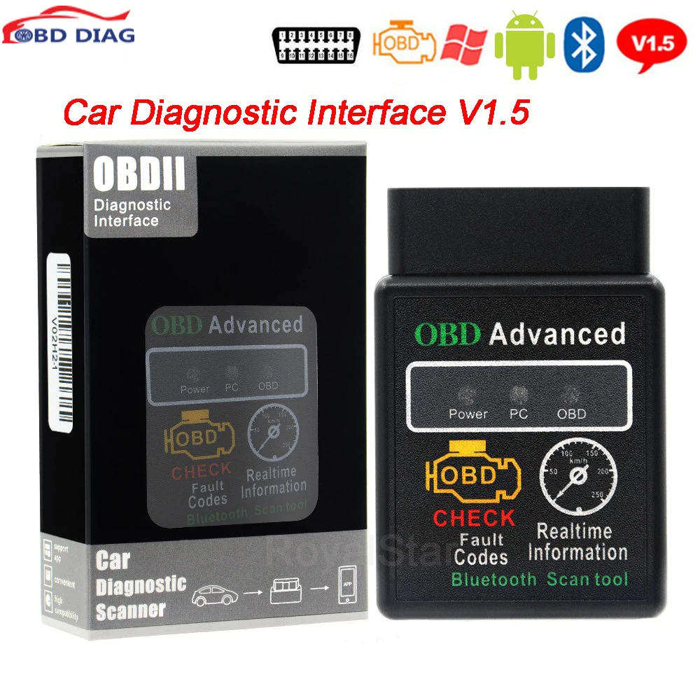 Herramienta de diagnóstico OBD V1.5 ELM327 OBD2 ELM 327 V1.5 para coche, escáner de diagnóstico ...
