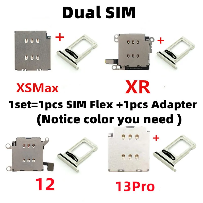 Alisunny 1 conjunto dual sim conector do leitor de cartão flex cable + slot para bandeja ...