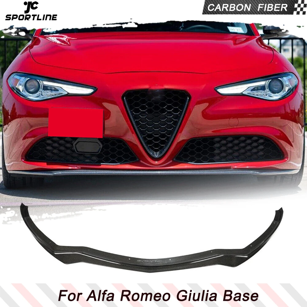 Carbon Fiber Car Front Bumper Lip Chin Splitters For Alfa Romeo Giulia Base Sedan 4-Door 2016 ...