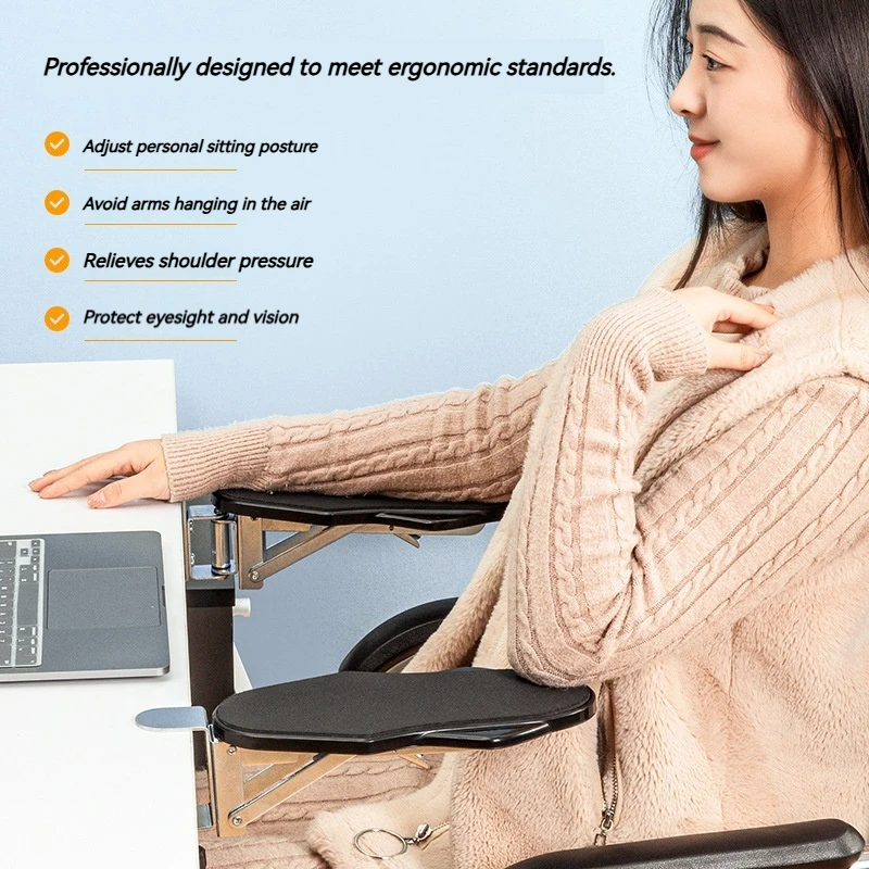 No-Drill Desktop Soft Cushion Hand Rest Folding Arm Rest Home Computer ...
