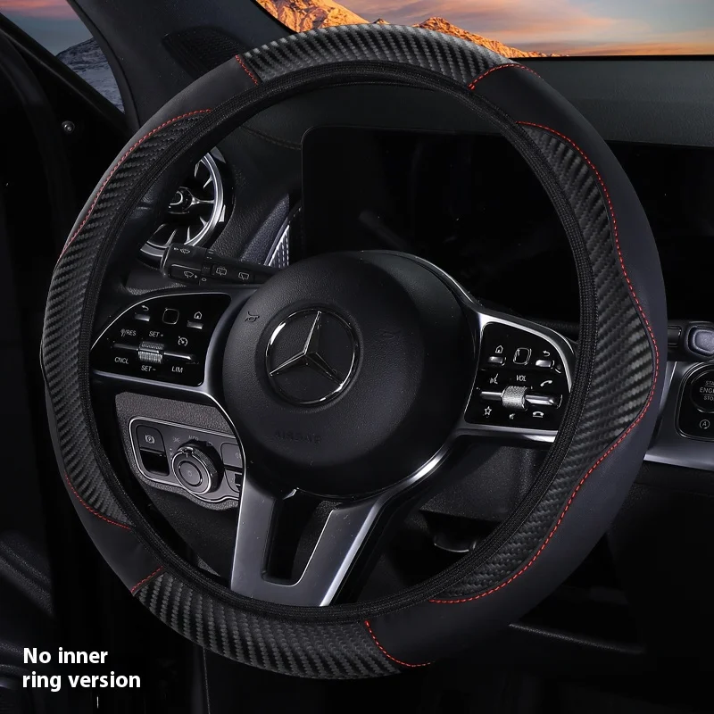 1PC Carbon Fiber Sport Car Steering Wheel Cover No Inner Ring Universal ...