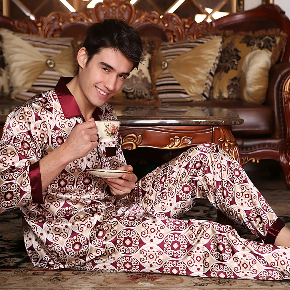 Luxury-Male-Silk-Like-Pajamas-For-Men-Summer-Ultra-thin-Pajama-Suit ...