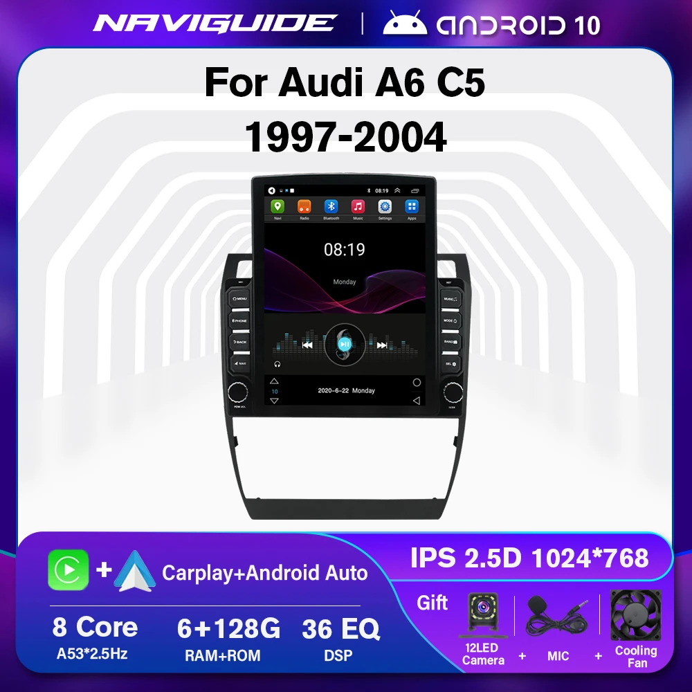 NAVIGUIDE Android10 Car Radio For Audi A6 C5 1997 2004 S6 2 1999 2004 ...
