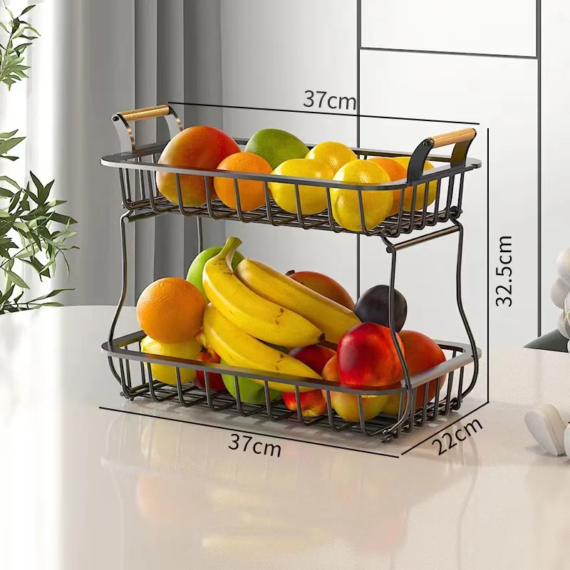 2 Tier Counter Top Fruit Basket for Kitchen Vegetable Fruits Basket ...