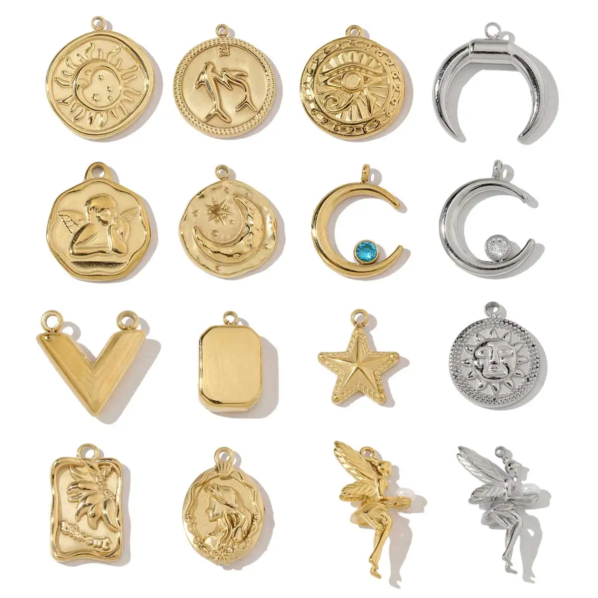 3pcs-Lot-Stainless-Steel-Crescent-Angel-Eye-Sun-Charms-Square-Brick ...