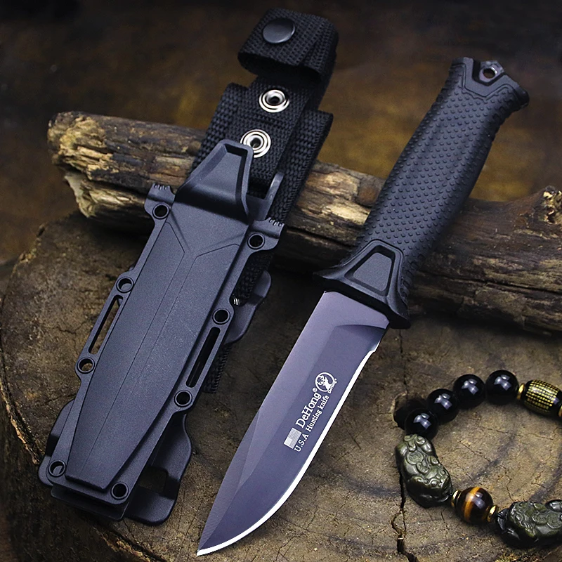 USA-Dehong-Black-tactical-Straight-knife-Full-blade-multi-purpose ...