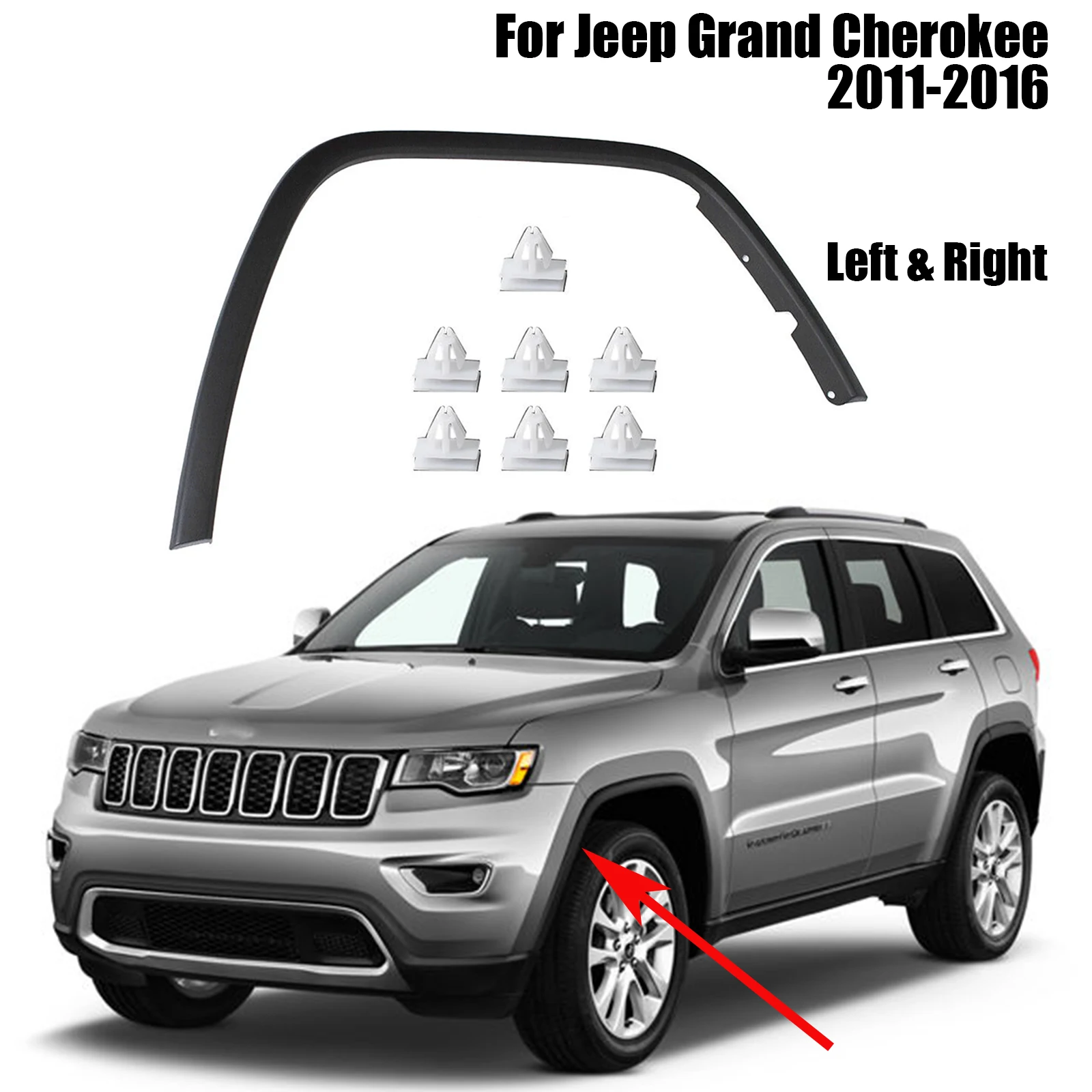 Car Front Fender Flare Wheel Arch Molding Eyebrow For 2011-2016 Jeep ...