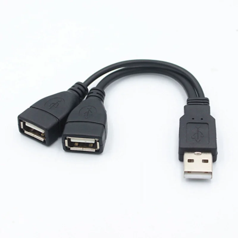 1 Male Plug To 2 Female Socket USB 2.0 Extension Line Data Cable Power ...