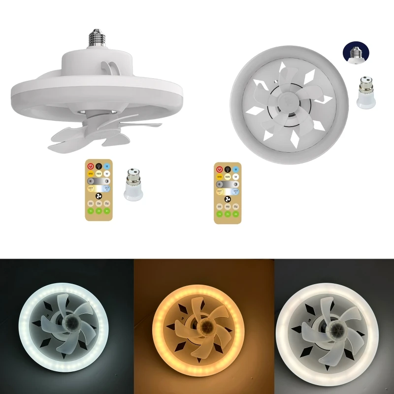 360 Degree Oscillating Ceiling Fan With Light 3000-6000k Fan Lamp For ...