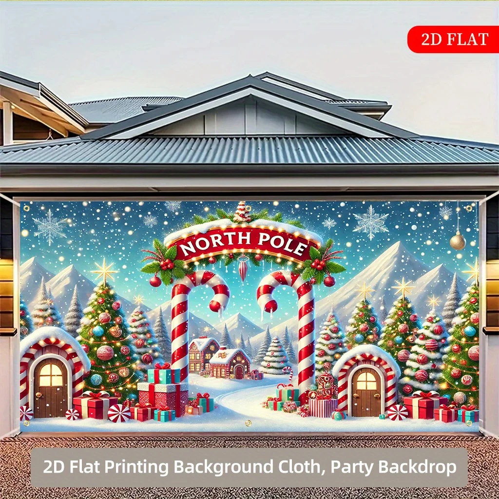 2D plan, Christmas background banner - Arctic village entrance scene ...