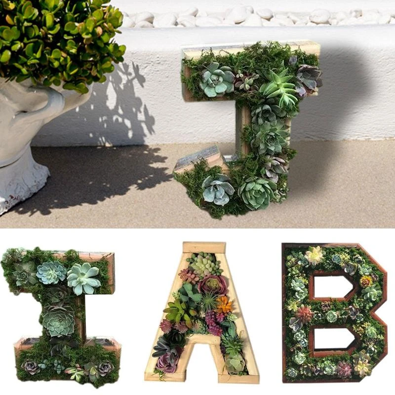 Creative Flower Pots Letter Succulent Pot Set Wooden Small Ceramic ...