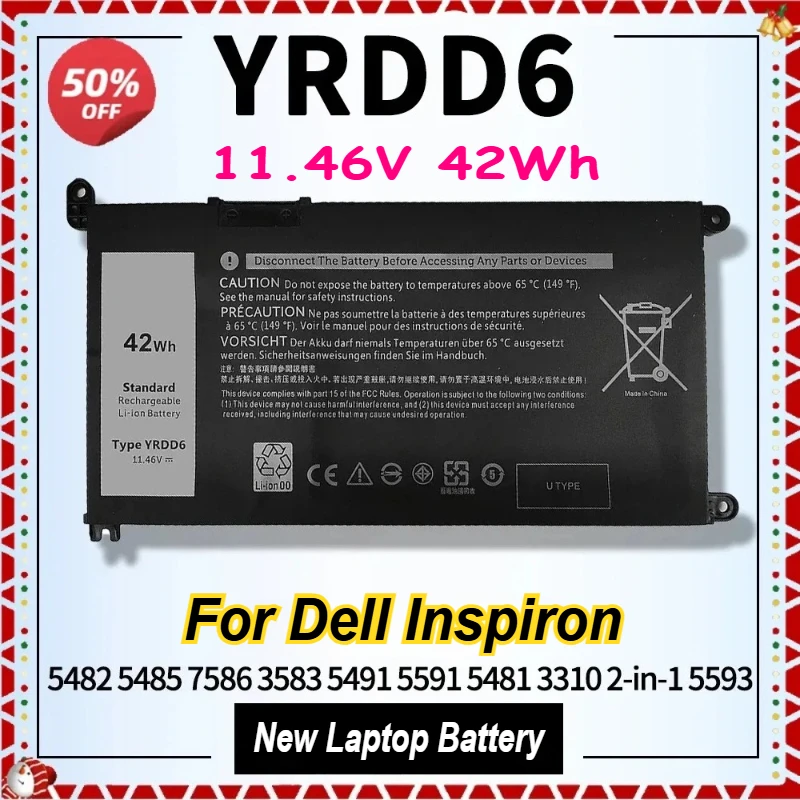 11.46V 42WH YRDD6 Laptop Battery for Dell Inspiron 5482 5485 5491 3310 ...