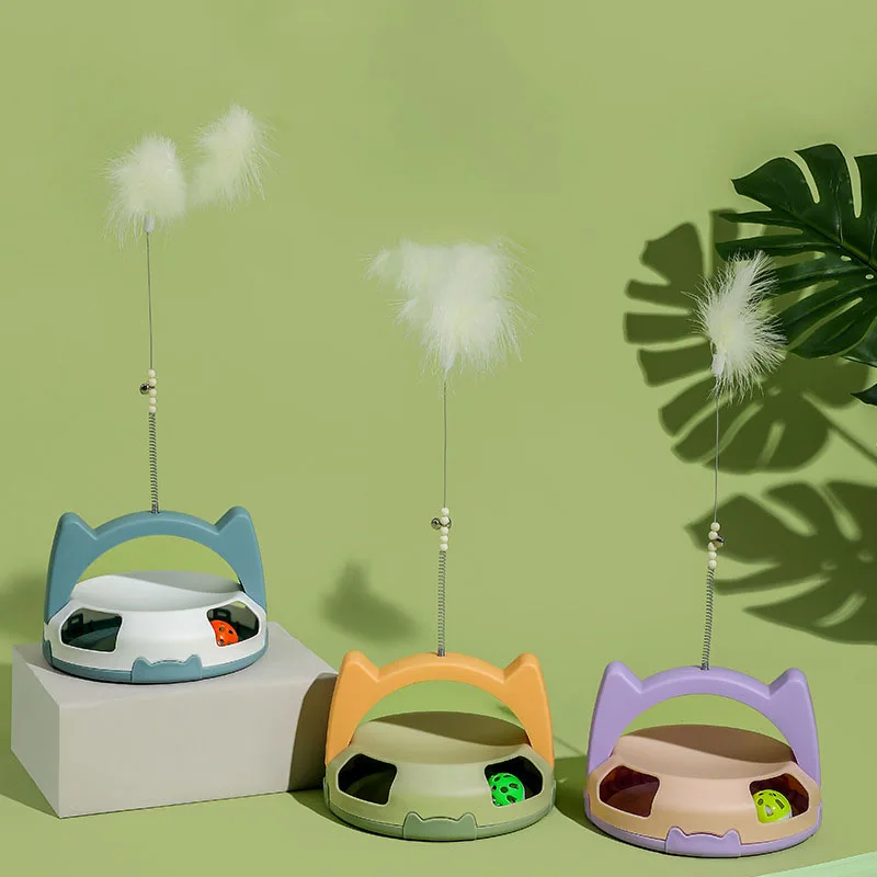 Interactive-Cat-Toy-with-Bell-Ball-for-Self-stimulation-Cat-Turntable ...