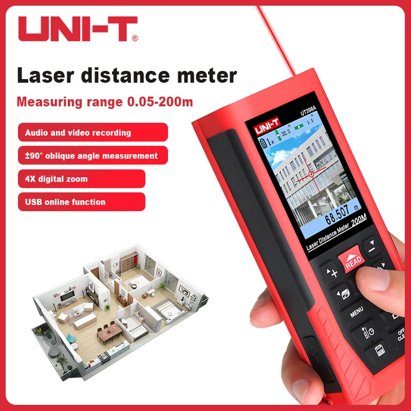 UNI-T-UT398A-Laser-Rangefinder-200M-Distance-Meters-Professional ...