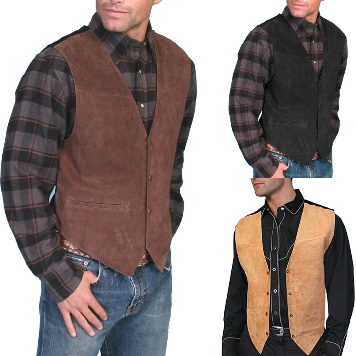 Mens Suede Leather Western Vest| | - AliExpress