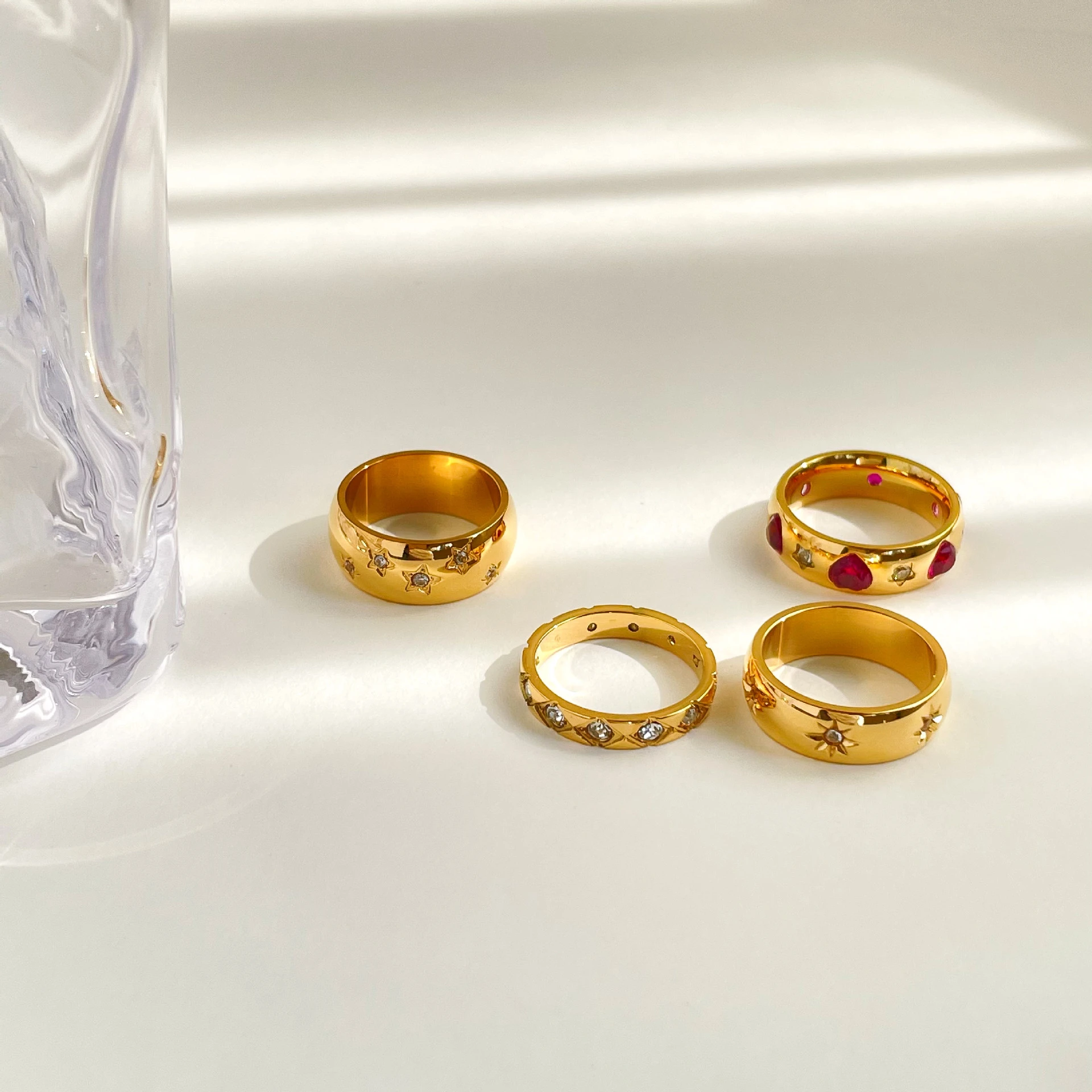 Stainless Steel Red White Ring | Stainless Steel Geometry Ring ...