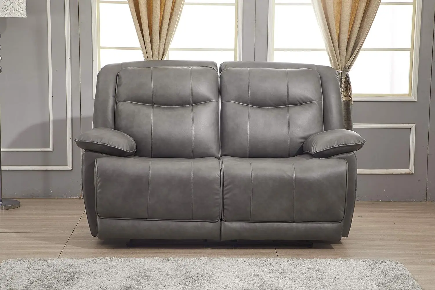 Bonded-Leather-Reclining-Sofa-Couch-Set-Living-Room-Set-Grey-Loveseat ...