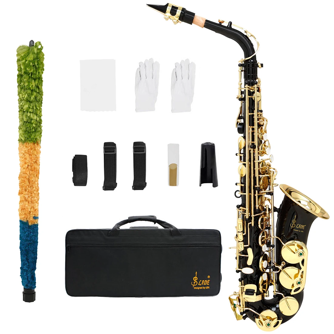 SLADE Alto Saxophone EB Black Gold Key Control Music Instrument Brass ...