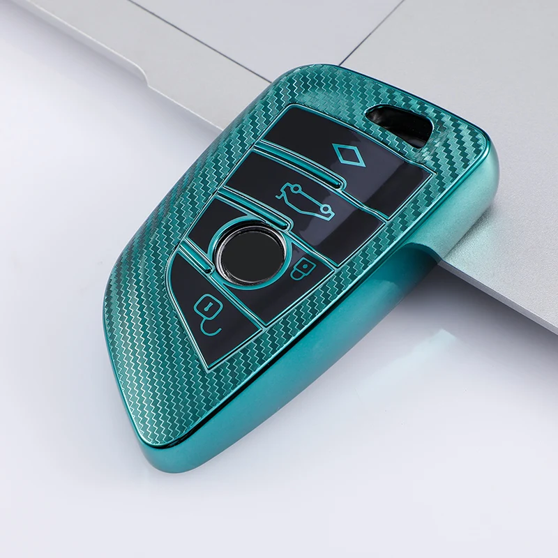 TPU Carbon Grain Car Key Case Cover Shell for BMW X1 X3 X5 X6 X7 1/3/5 ...