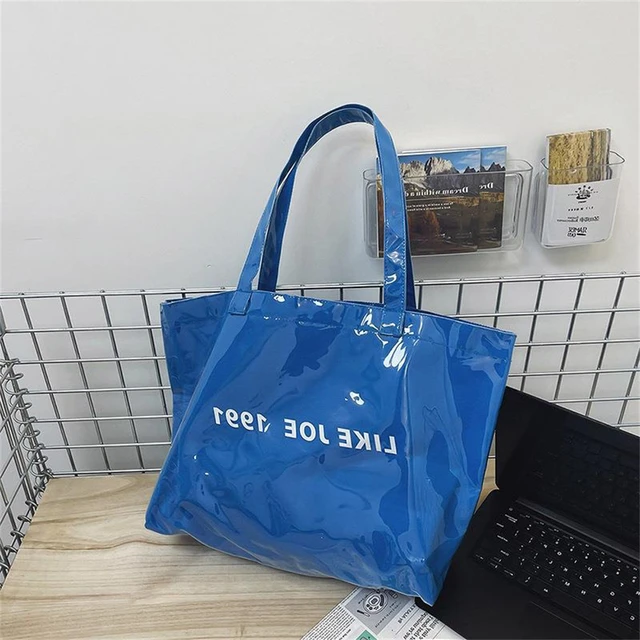 Women Canvas Shoulder Bag Transparent PVC Handbag Letter Waterproof ...