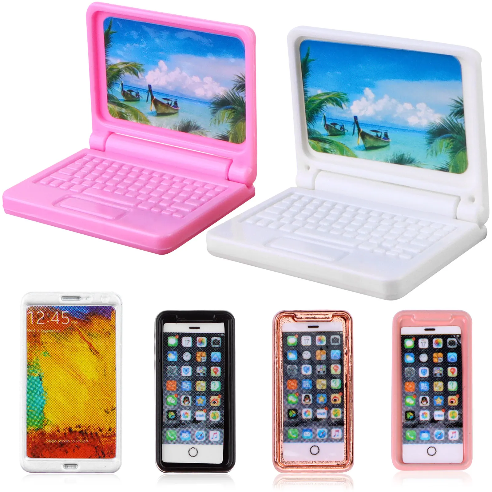 Miniature Computer Toys Dollhouse | Laptops Phone Scene Miniatures ...