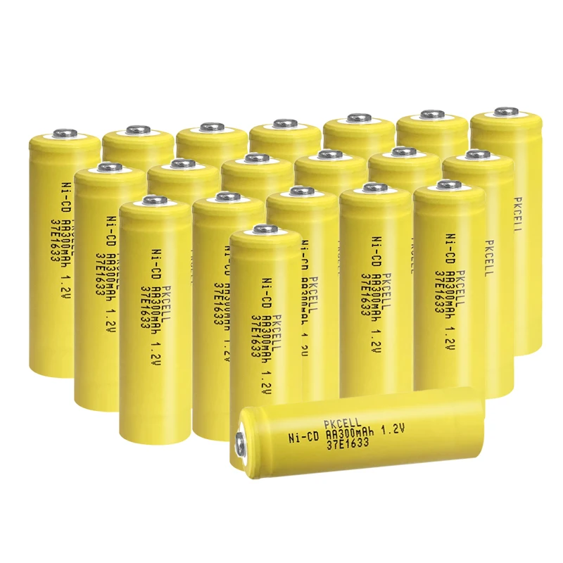 PKCELL 충전식 배터리, 손전등 장난감용 산업용 버튼 상단 300MAH, 1.2V AA Ni Cd 배터리, 2A NiCd AA, 4, 10, 20PC ...