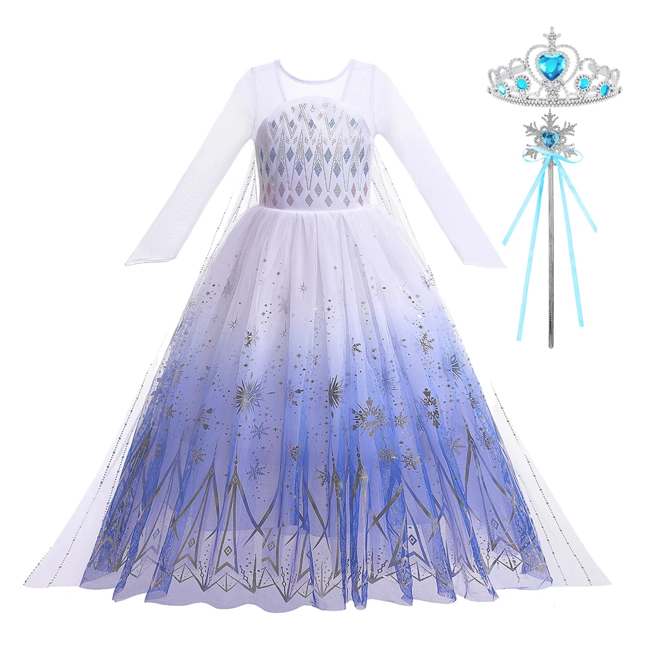 Girls Frozen Elsa Anna Dress Children Princess Carnival Dress Kids Aurora Rapunzel Belle ...