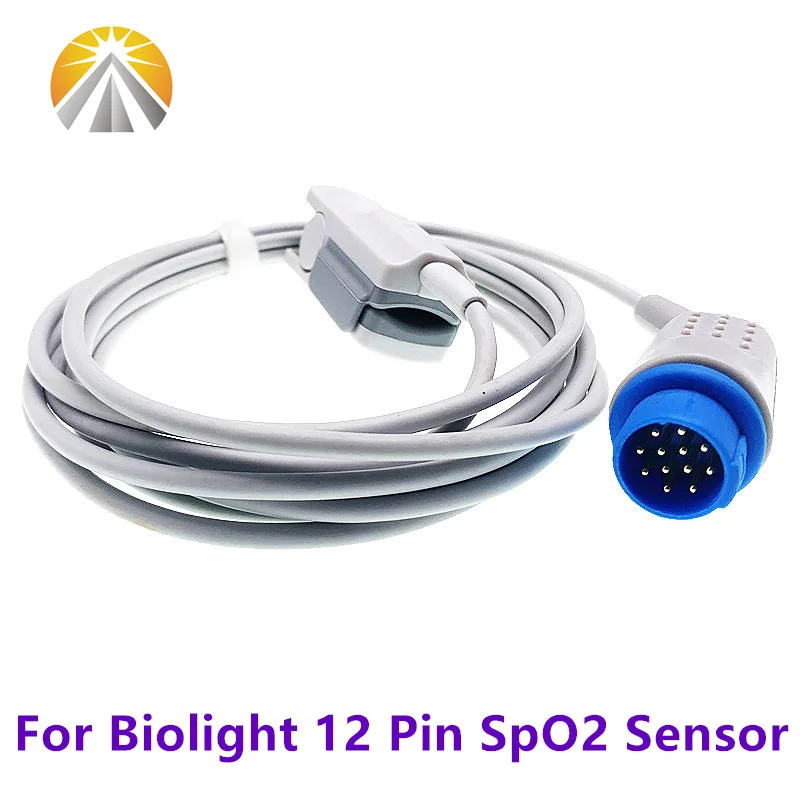 For-Biolight-Patient-Monitor-Reusable-SpO2-Sensor-12-Pin-Pulse-Probe ...