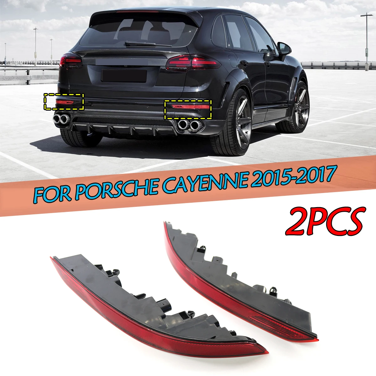 Car Rear Bumper Taillight Reflector Light For Porsche Cayenne 2015-2017 ...