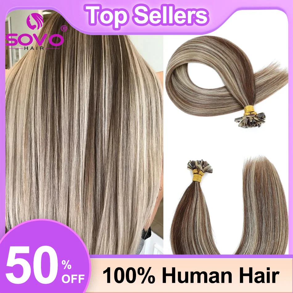 V-Tip-Human-Hair-Extension-Fusion-Hair-Silky-Straight-Dark-Brown-Pre ...