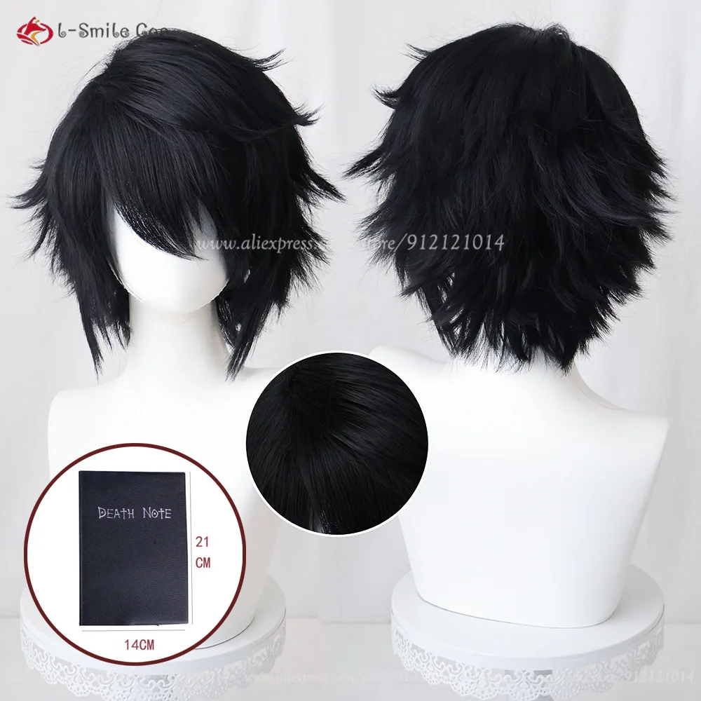 Anime L.Lawliet Cosplay Wig Fluffy Black L.Lawliet L Wigs Heat ...