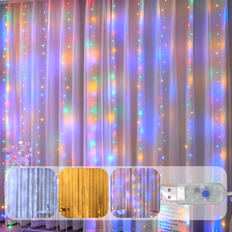 Festival-Christmas-Lights-Curtain-Garland-Led-String-Lights-Usb-Festoon ...